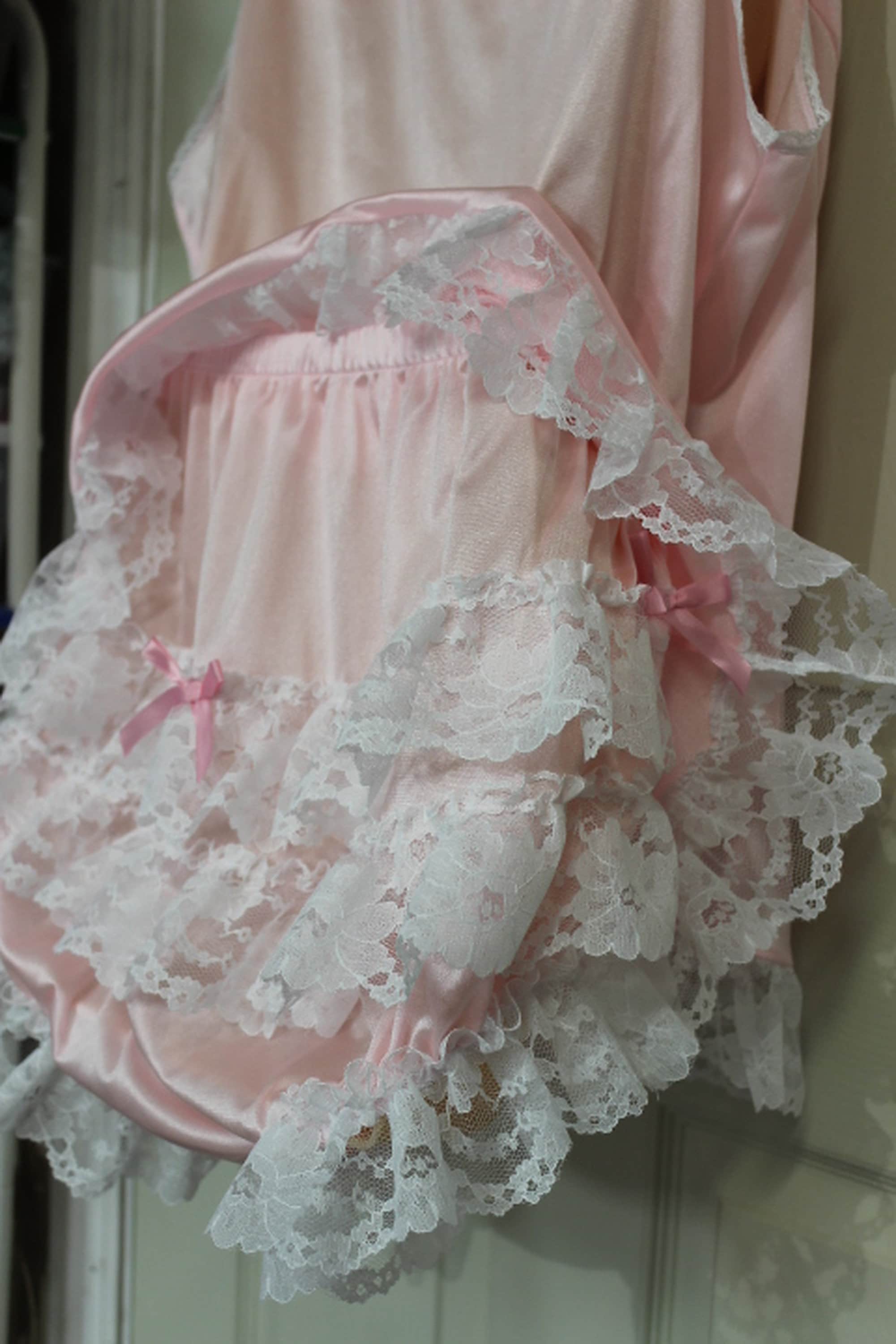 Nylon Tricot Adult Sissy Ruffle Rumba Panties Fetish Cosplay