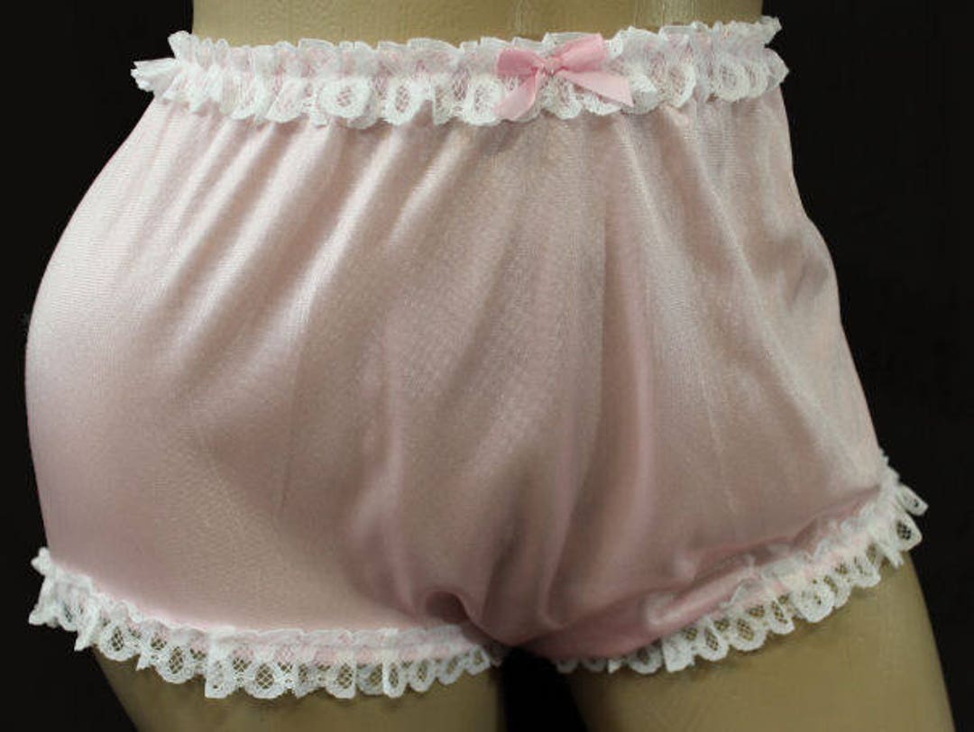 Vintage Style Adult Sissy Tricot And Lace Panties W Double Crotch Or