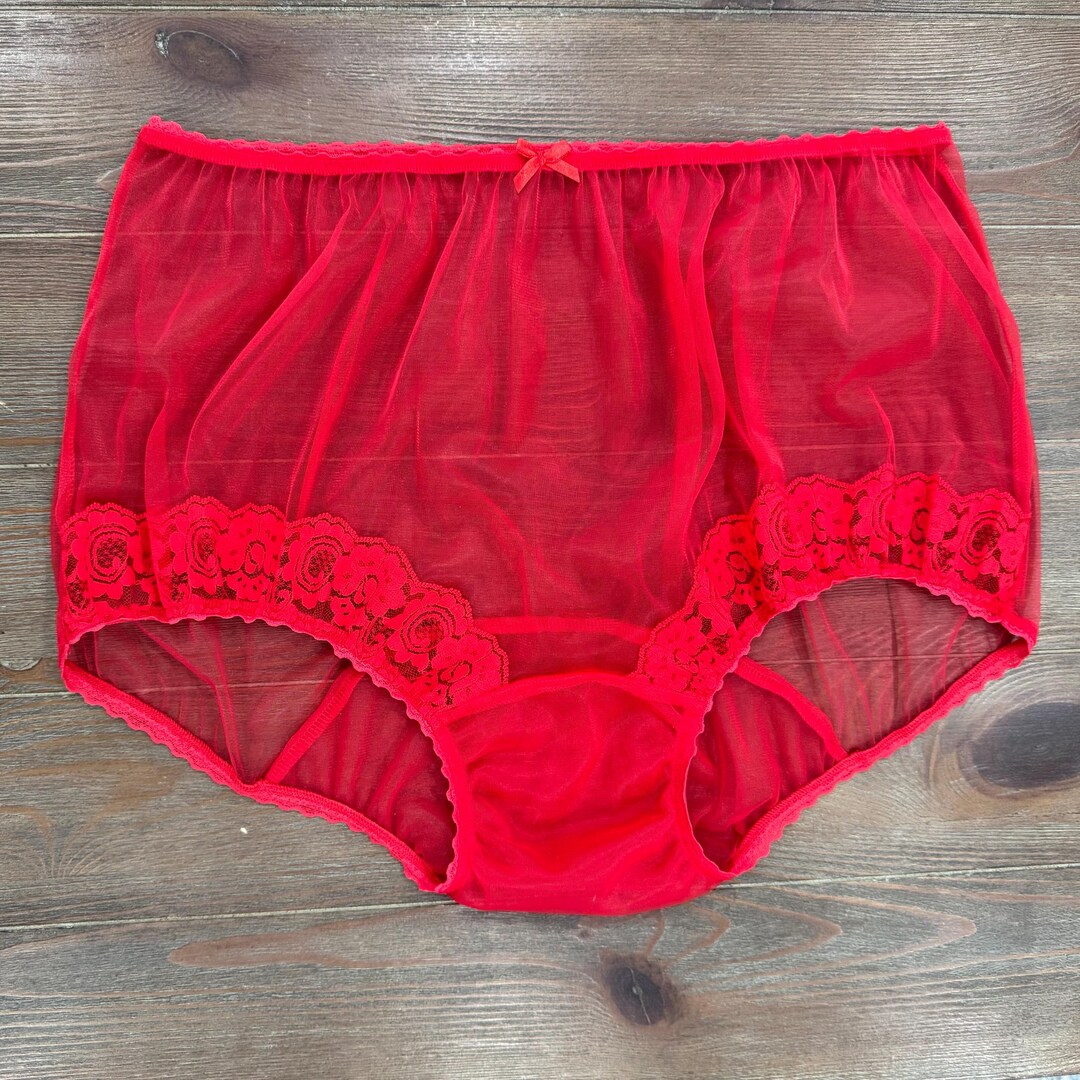 Red - Vintage Panties W/ Large Double Mushroom Gusset - Nel-jen Adult ...