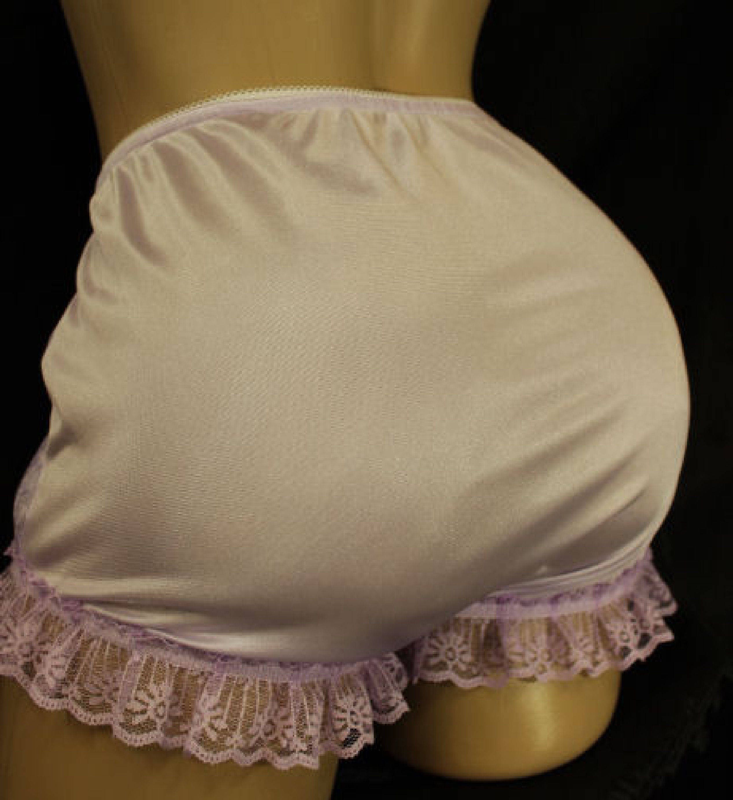 Vintage Style Adult Sissy Tricot And Lace Full Cover Granny Panties