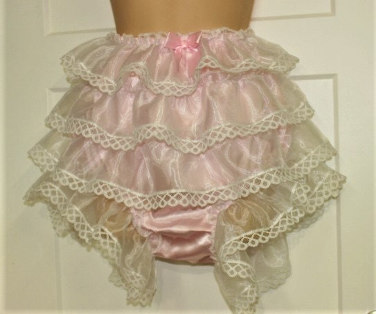 Adult Sissy Pink Organza Rumba Ruffle Panties Color Choice Custom Made