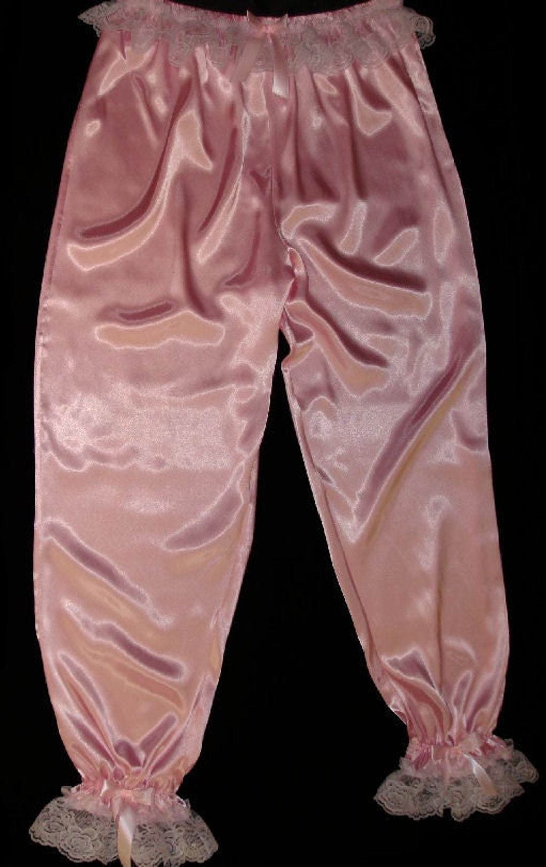 Long Satin Adult Sissy BLOOMER Pants With Lace Trim Legs - Waist ...