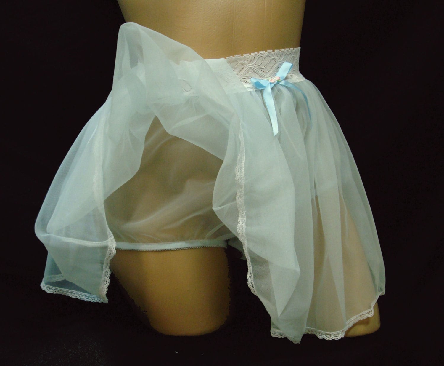 Adult Sissy Skirted 12 Attach Panties Totally Sheer Nylon Tricot Neljen