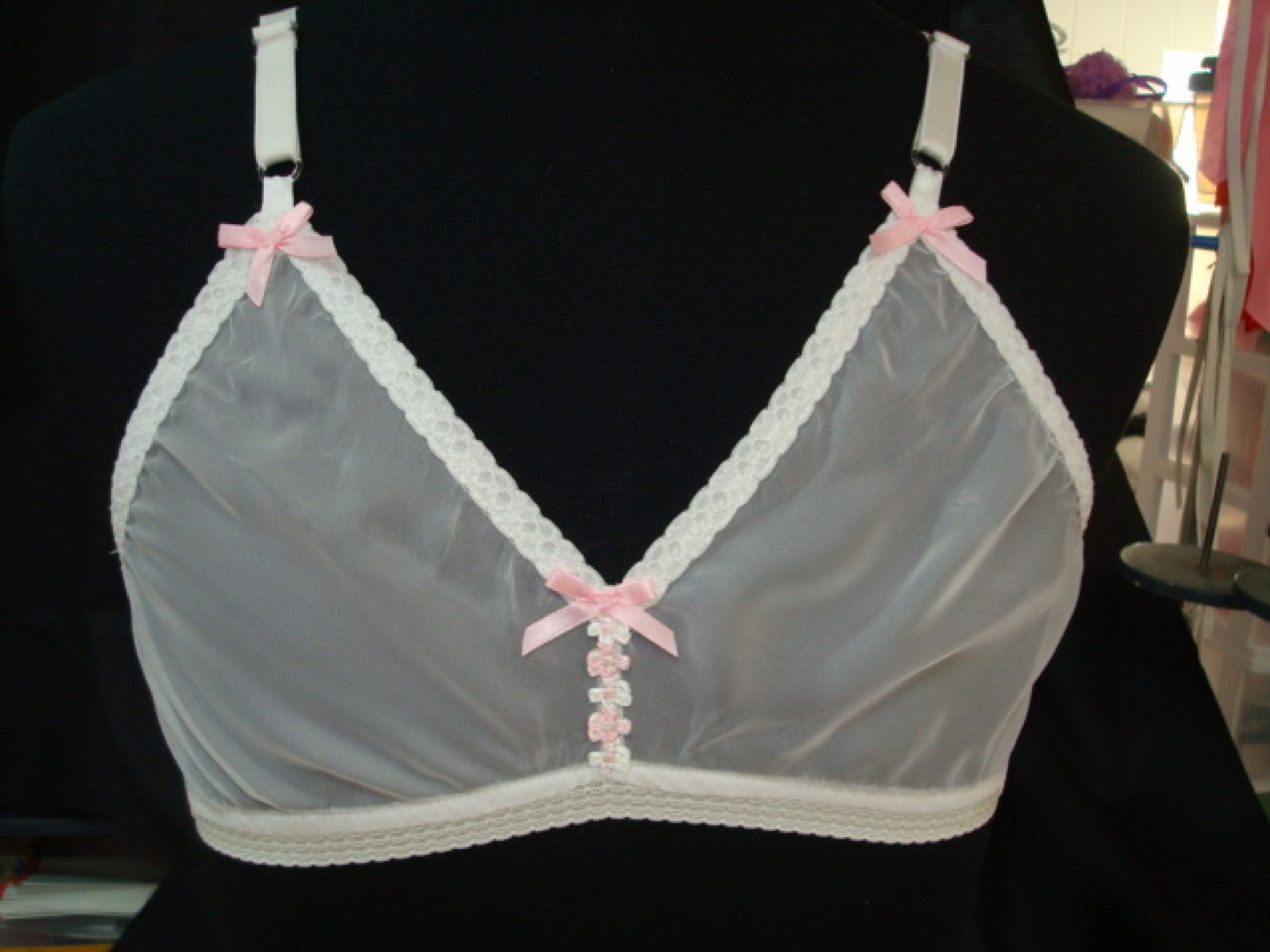 Adult Sissy Polyester Chiffon And Lace Bra For Men Cross Dresser