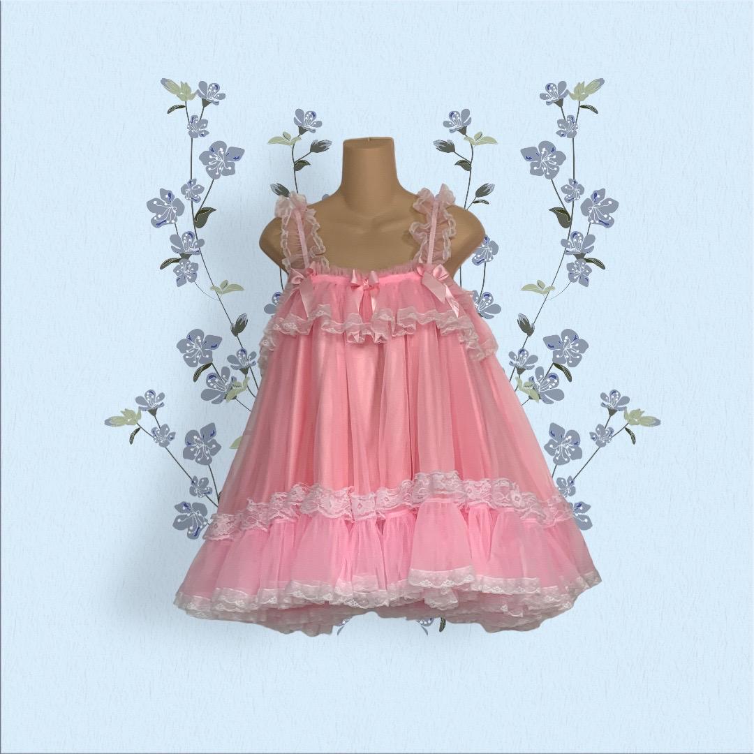 Tricot Nylon and Nylon Chiffon Baby Doll Dress Sissy Baby Tricot Nylon and Nylon Chiffon Baby Doll Dress Sissy Baby