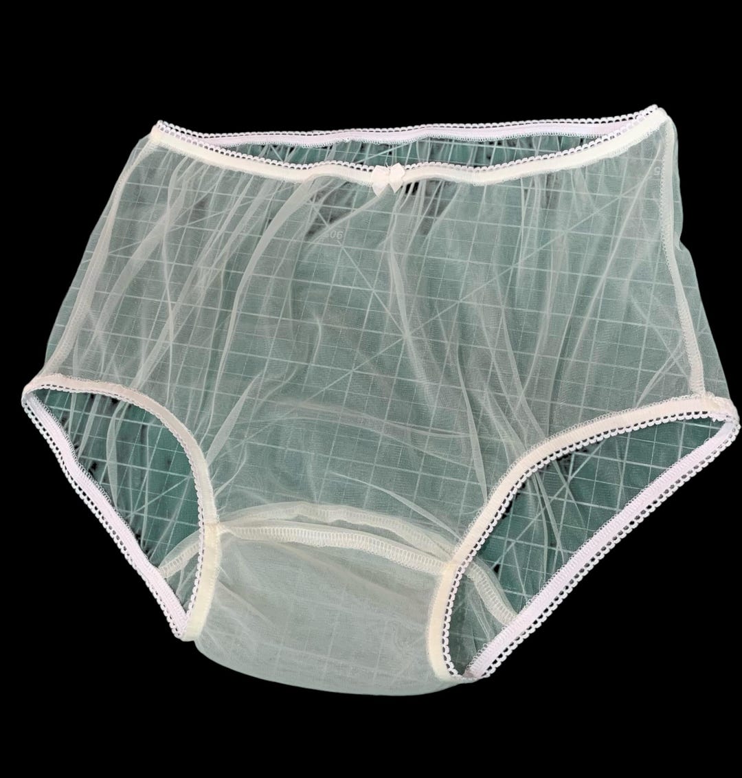 Sheer Nylon Chiffon Knicker With Double Nylon Gusset Full Cover Granny ...