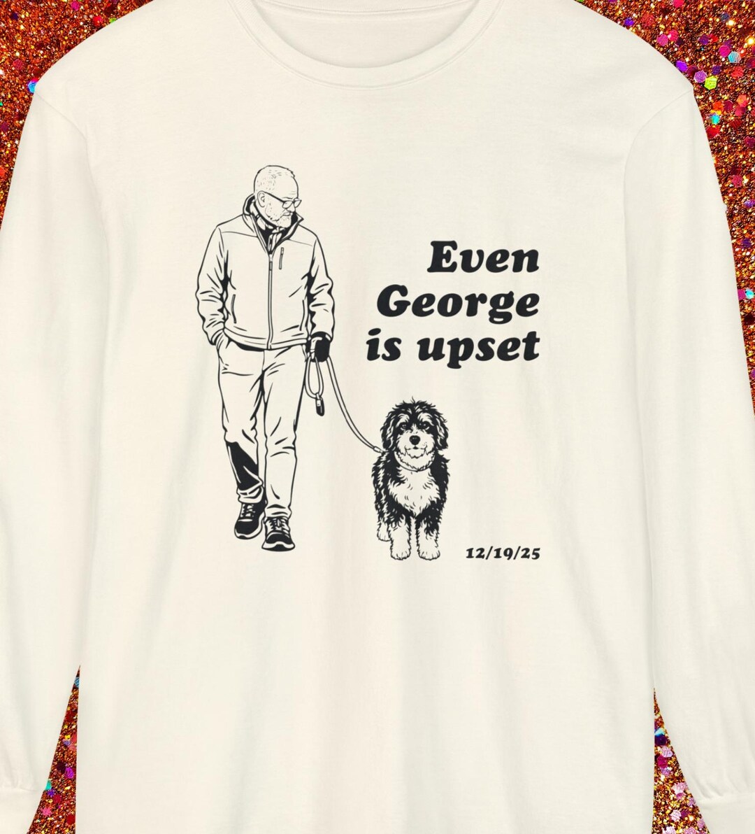 Even George is Upset T-shirt | Man Walking Dog Illustration, Kennedy ...