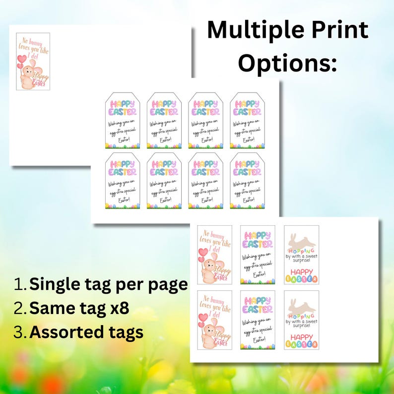 Easter Gift Tag Printable, Multi-design Happy Easter Basket Tag, Treat ...
