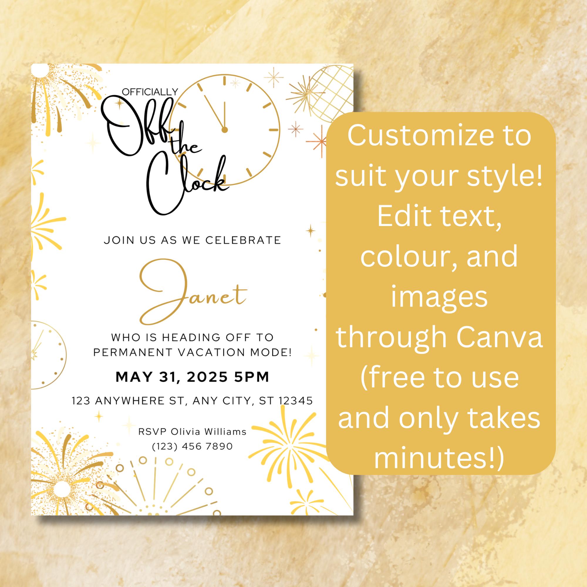 Retirement Party Invitation, Surprise Retirement Invite for Women and ...