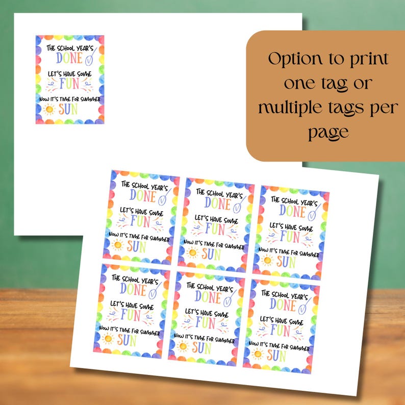 End of School Year Gift Tags, Rhyme for Students Classmates Teachers ...