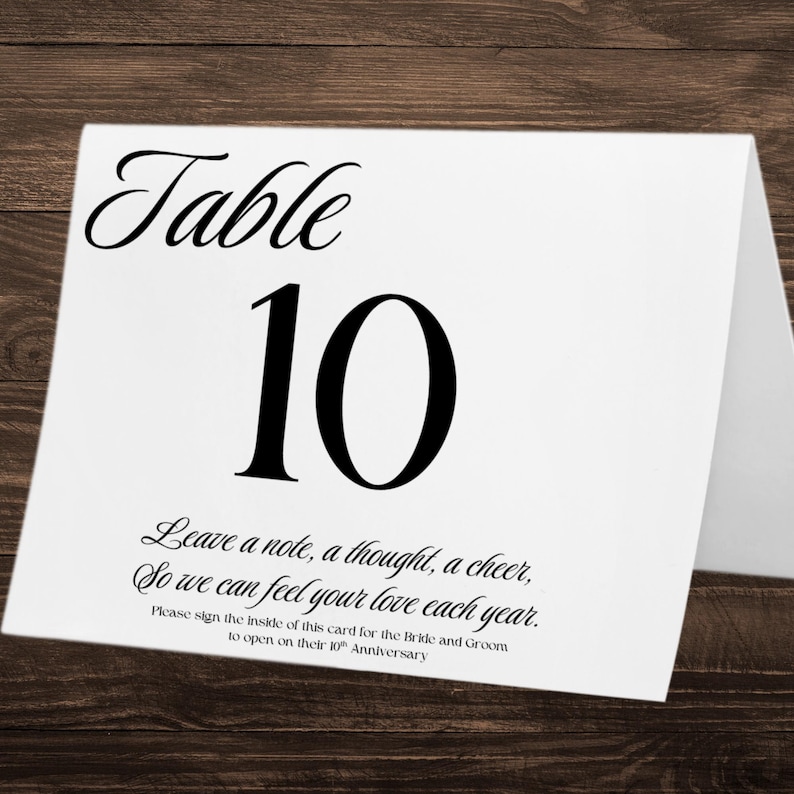 Wedding Table Number for Guests to Sign, Folded Tent Card for ...