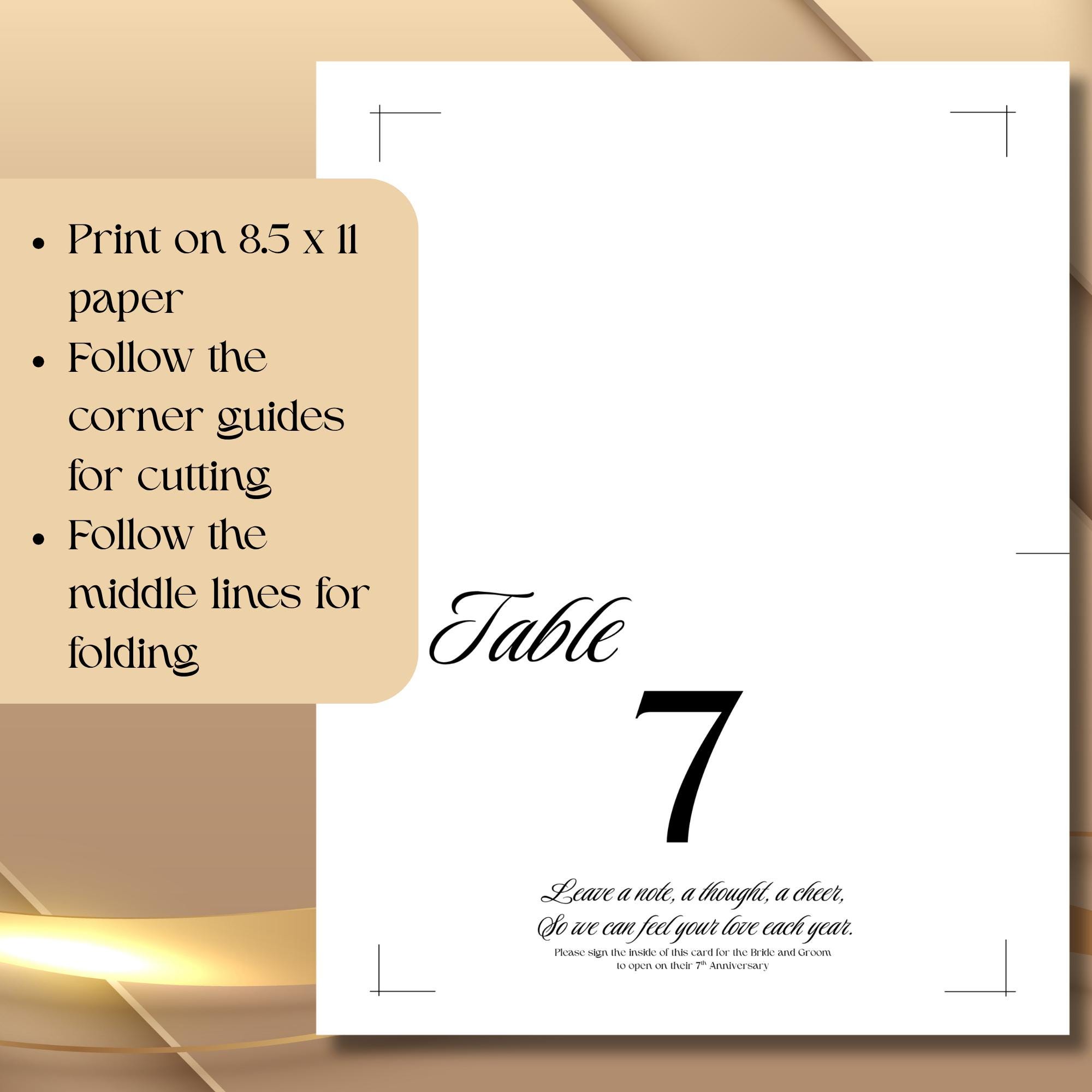 Wedding Table Number for Guests to Sign, Folded Tent Card for ...