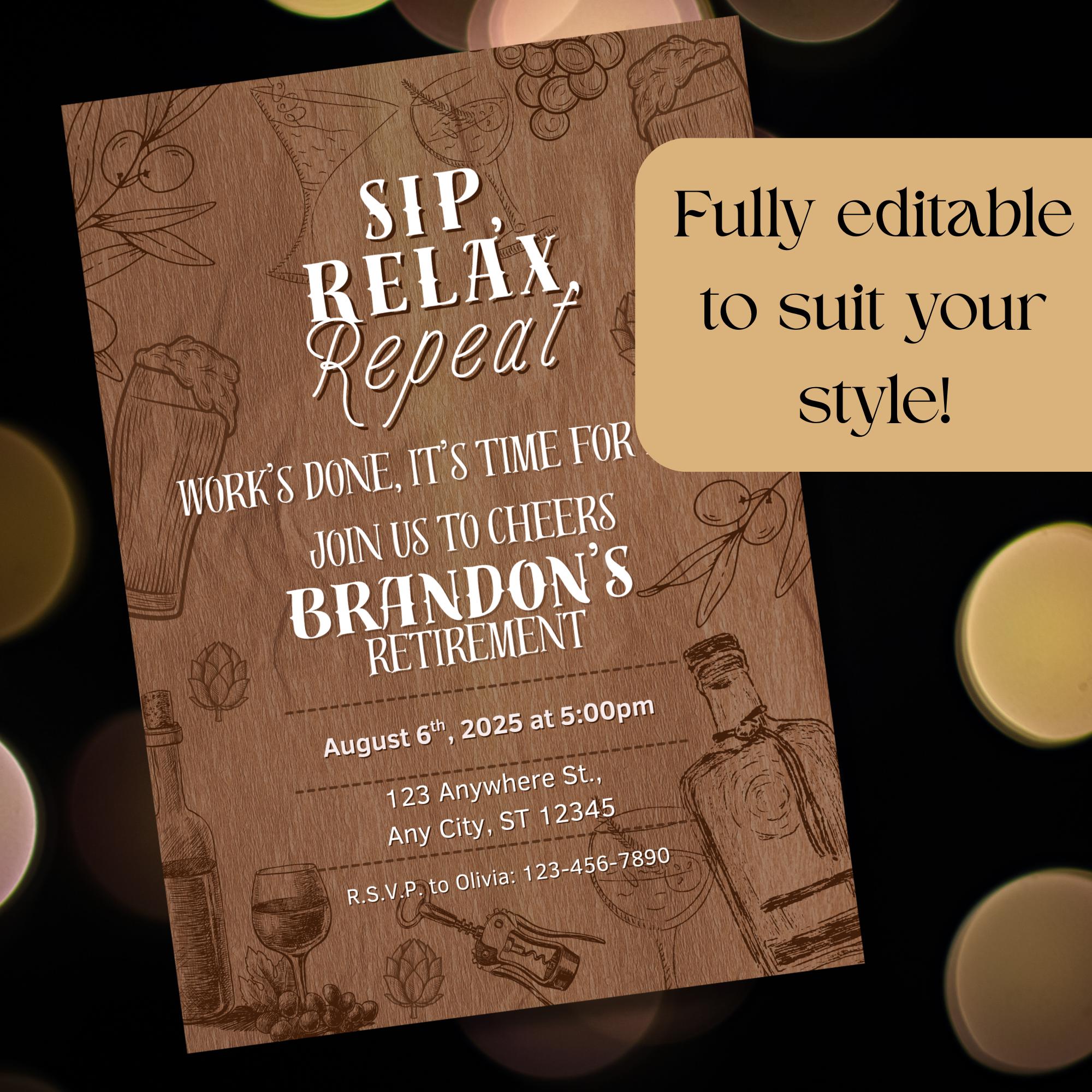 Retirement Party Invitation, Surprise Retirement Invite for Men and ...