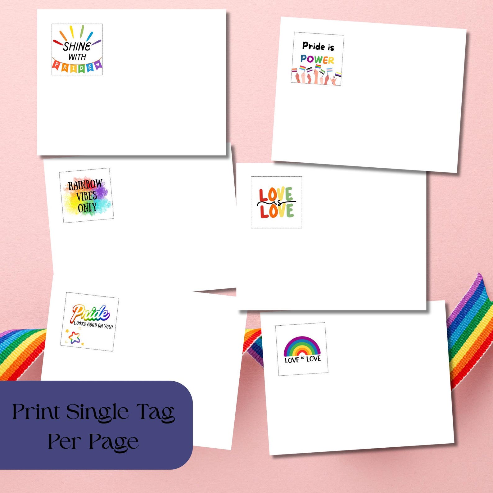 Happy Pride Month Gift Tags, Love is Love, Rainbow Vibes Only, Assorted ...