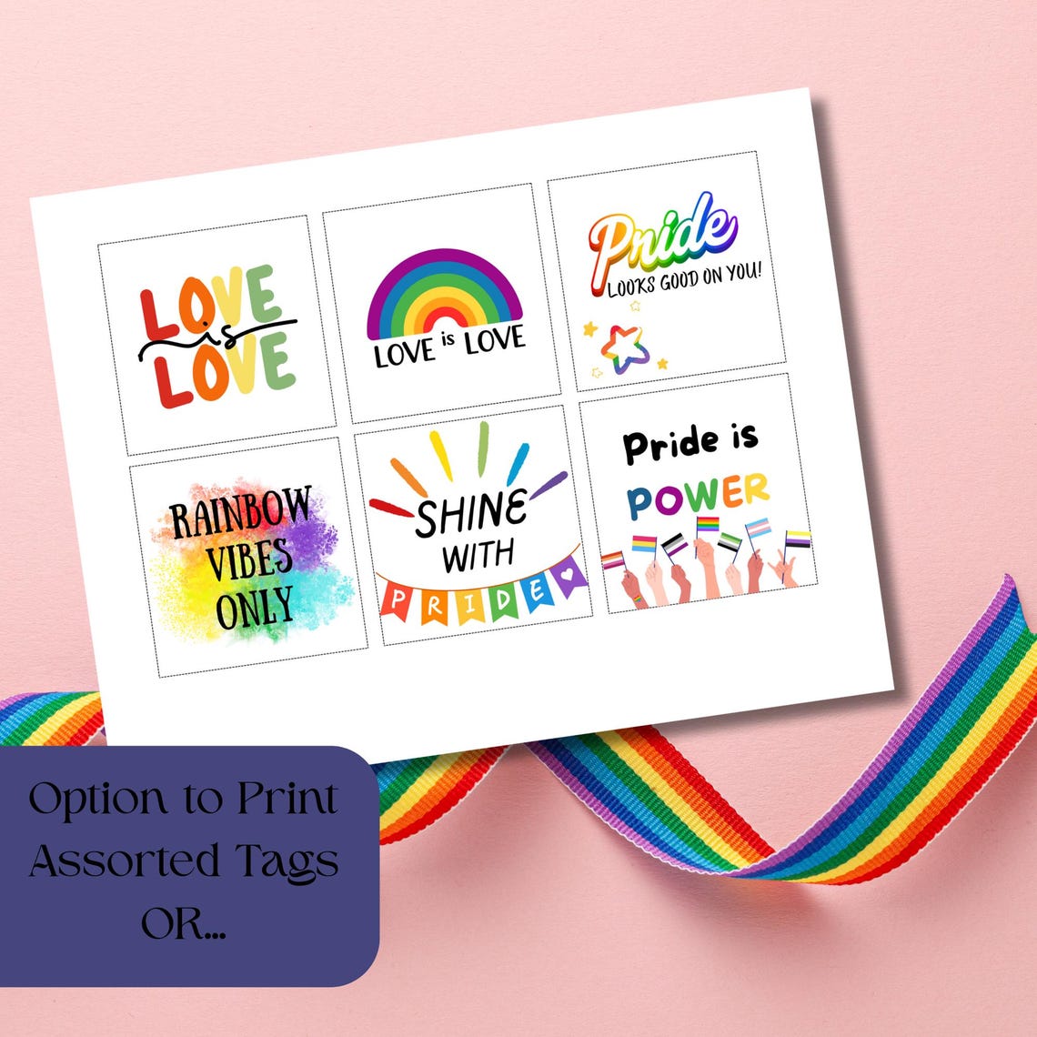 Happy Pride Month Gift Tags, Love is Love, Rainbow Vibes Only, Assorted ...