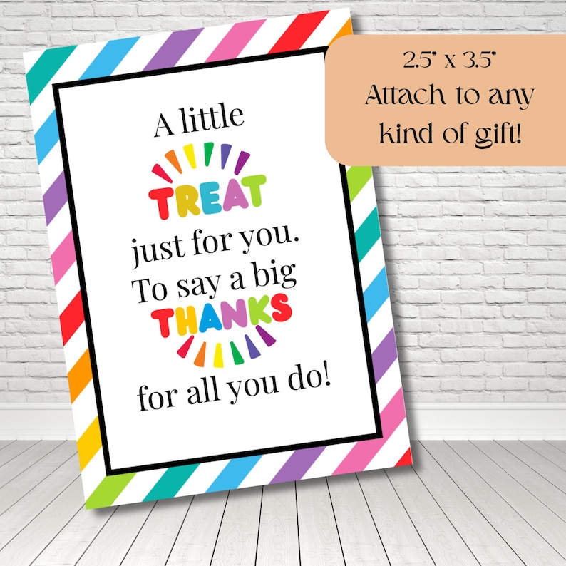 Printable Thank You Gift Tag, Card for Employee Volunteer Teacher Staff ...