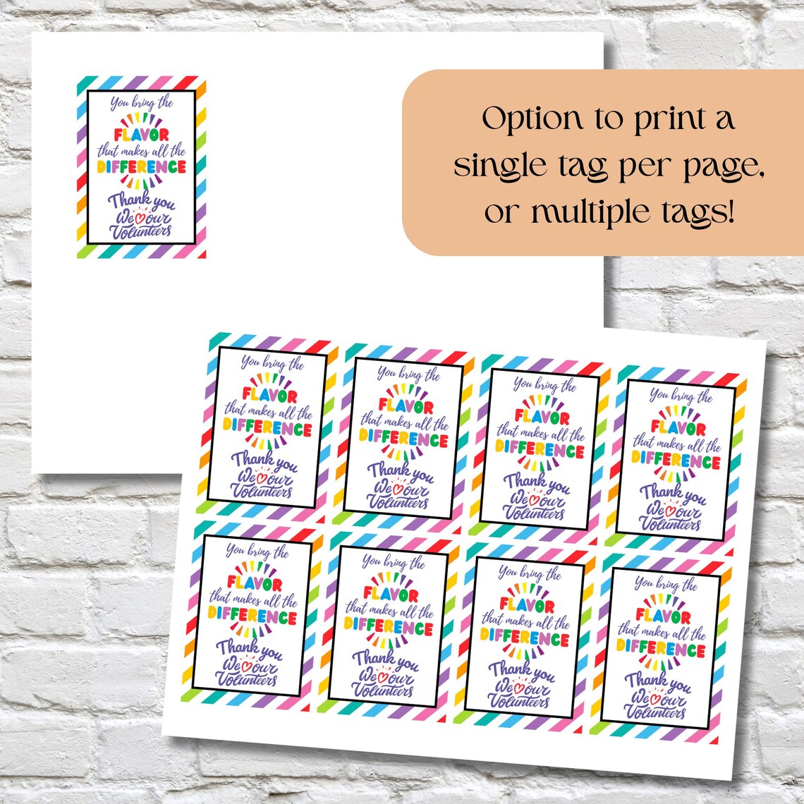 Volunteer Appreciation Gift Tag, Printable Thank You Cookie Favor Treat ...