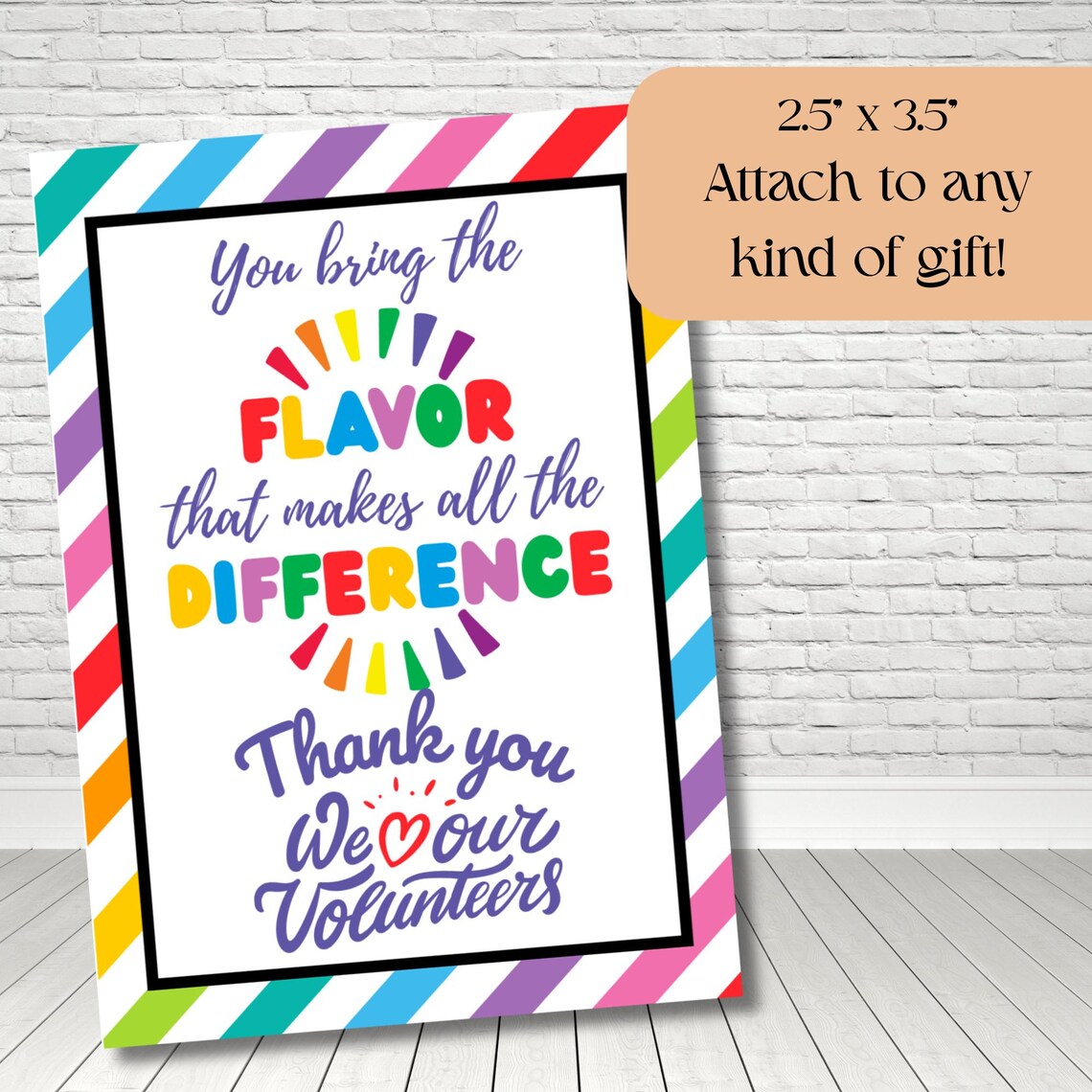 Volunteer Appreciation Gift Tag, Printable Thank You Cookie Favor Treat ...