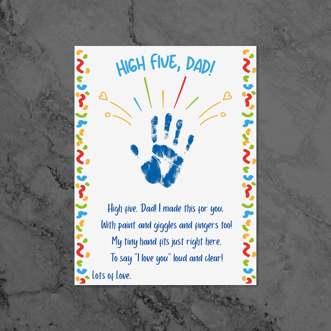 Father's Day Handprint Craft From Children, First Fathers Day Art From ...