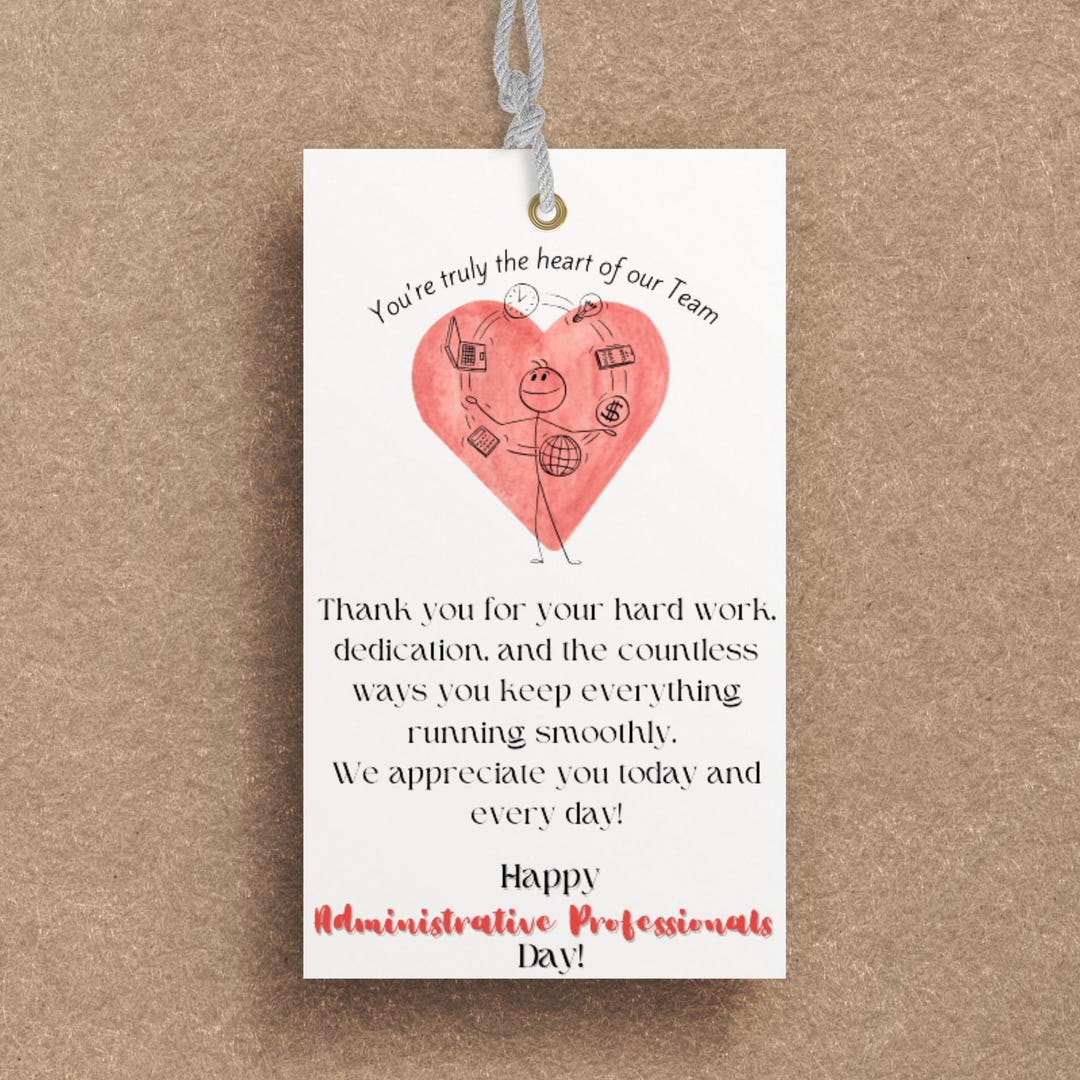 Happy Administrative Professional Day Gift Tag, Printable Card for ...