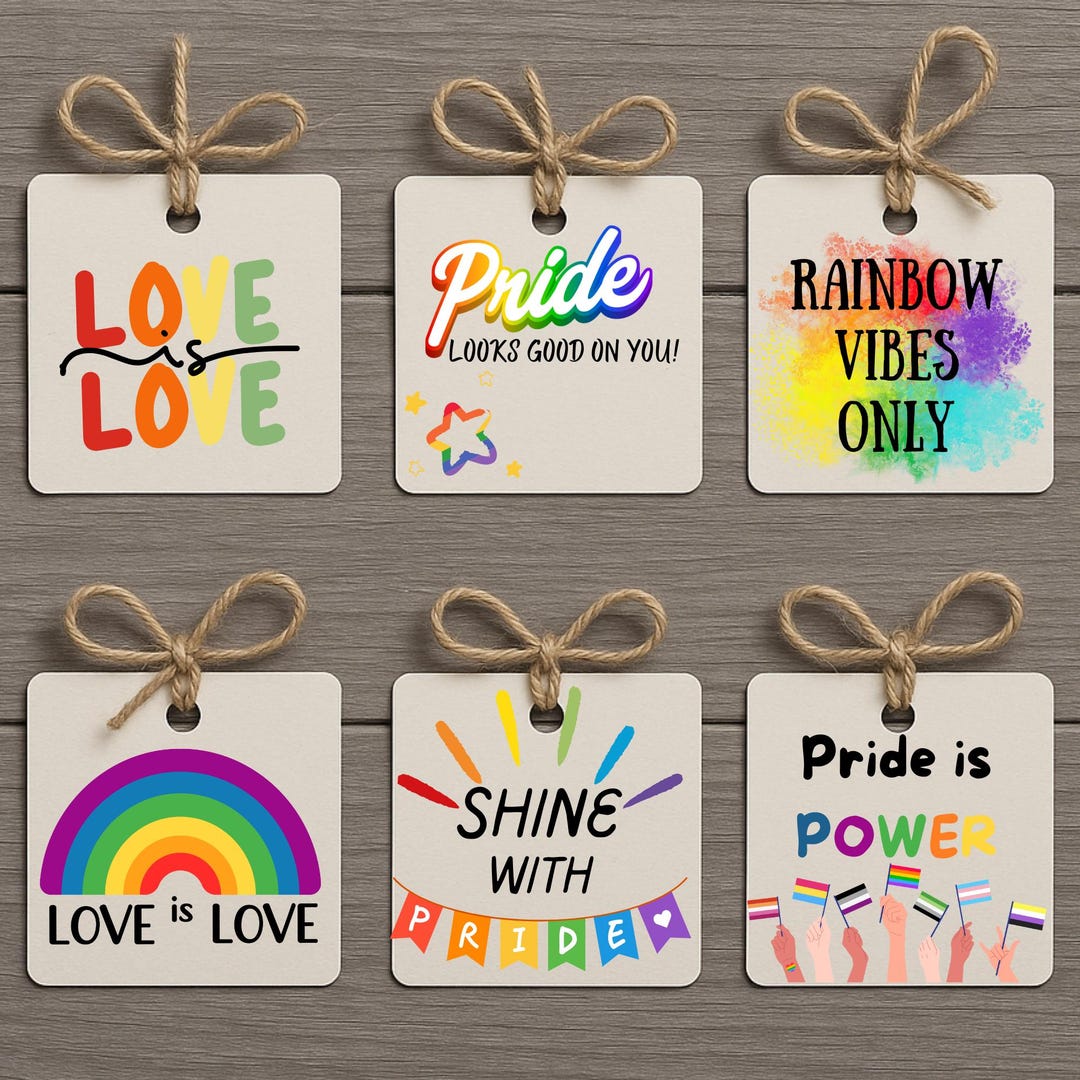 Happy Pride Month Gift Tags, Love is Love, Rainbow Vibes Only, Assorted ...
