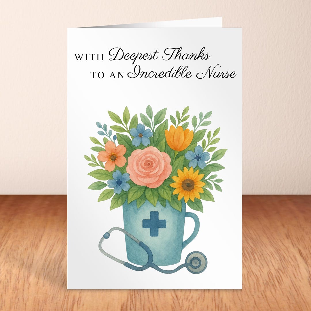 Nurse Thank You Card, Nurses Appreciation Week Gift, Printable Greeting ...