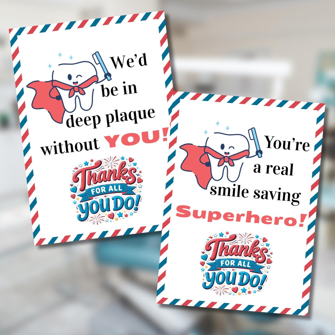 Printable National Dental Assistant Week Gift Tag, Card for Dentist Day ...