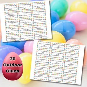 Easter Egg Scavenger Hunt Clue Cards for Children, Indoor and Outdoor ...