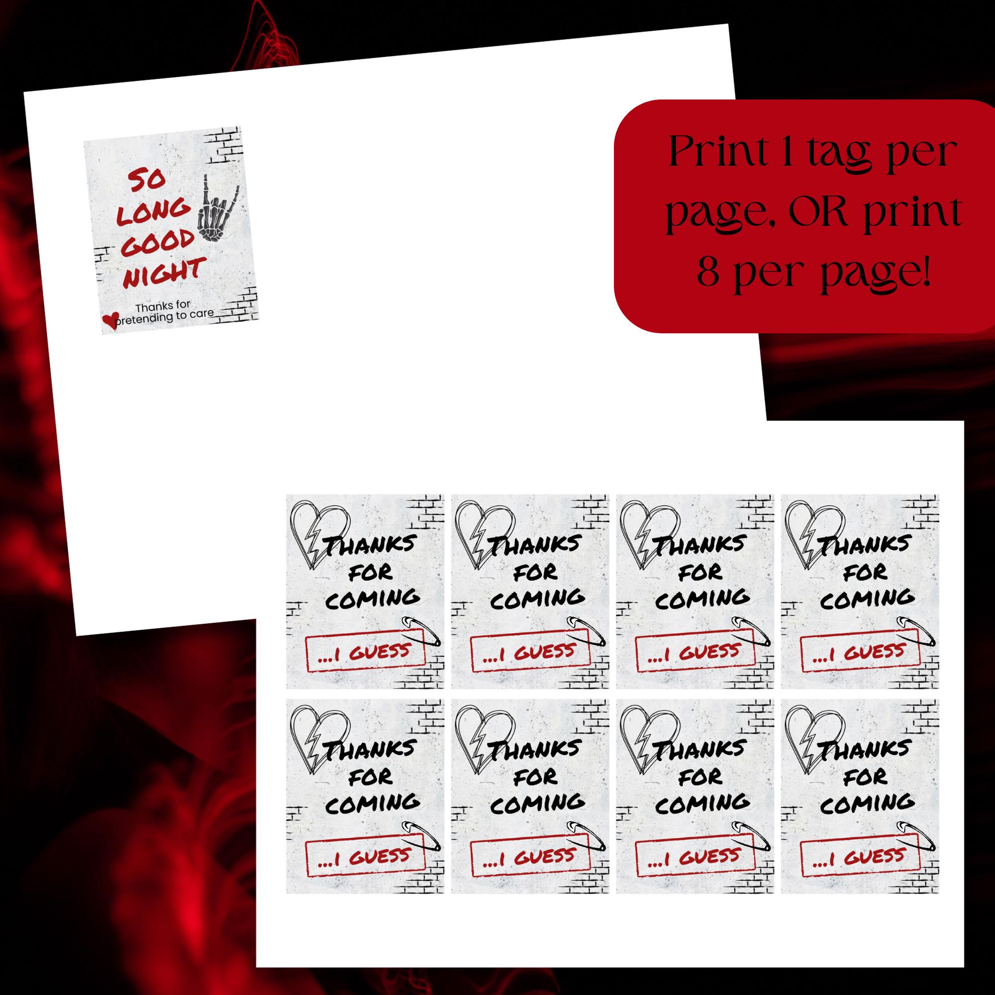 Emo Birthday Party Decor Bundle: Banner, Signs, Favor Tags (digital ...