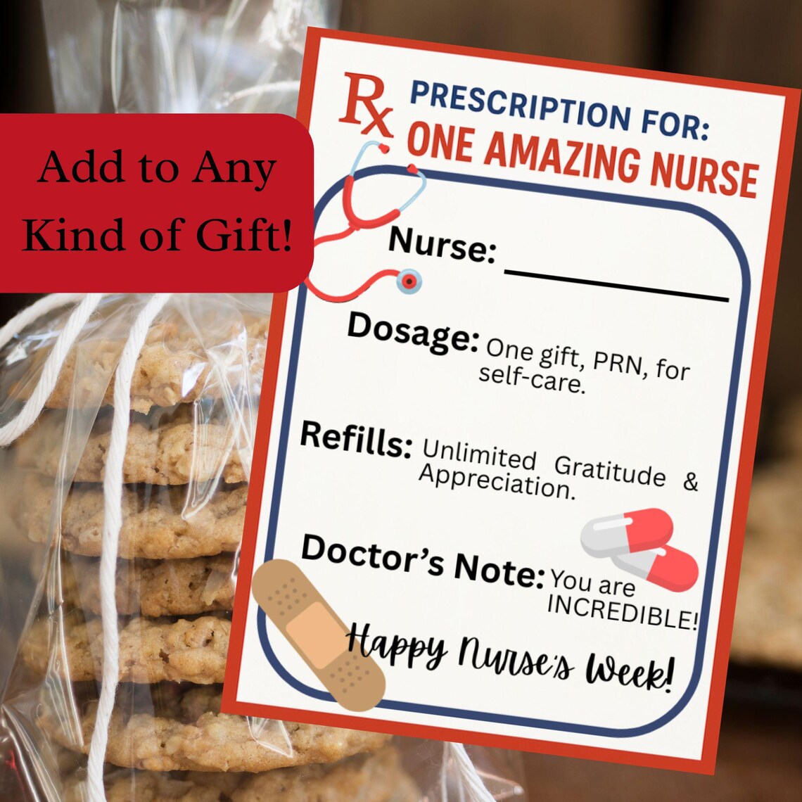 Happy Nurse's Week Gift Tags, RN RPN Prescription Greeting Card, Nurse ...