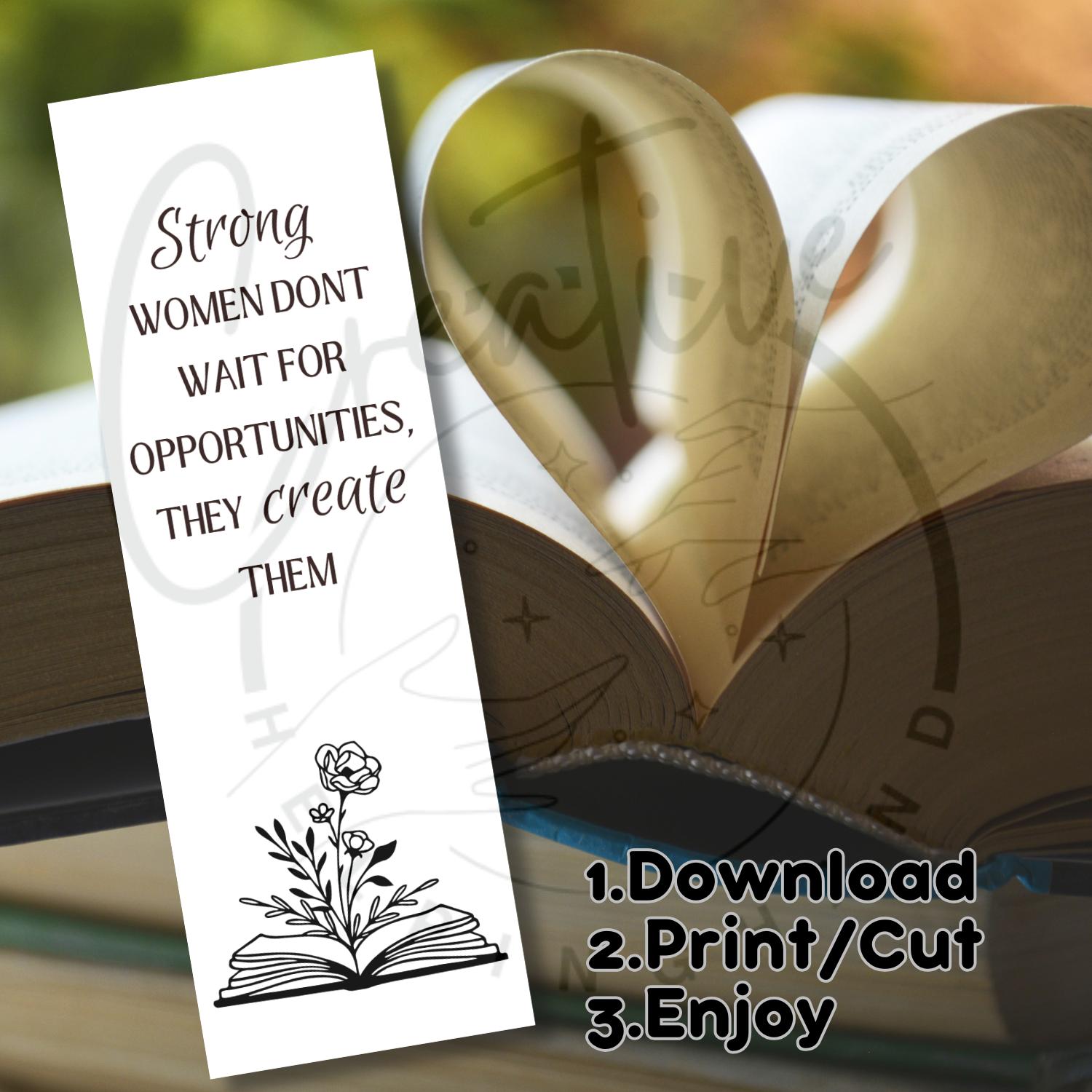 Women's Inspirational Bookmark Printable, Empowering Women Bookmark ...