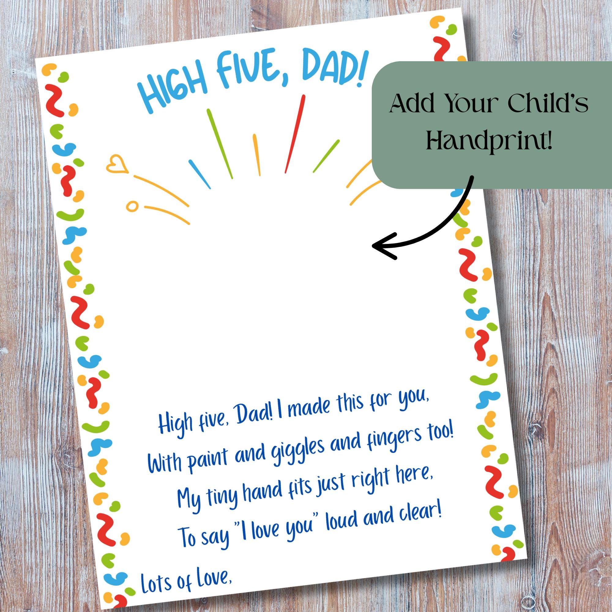 Father's Day Handprint Craft From Children, First Fathers Day Art From ...