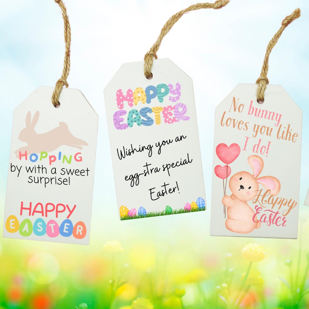 Easter Gift Tag Printable, Multi-design Happy Easter Basket Tag, Treat ...