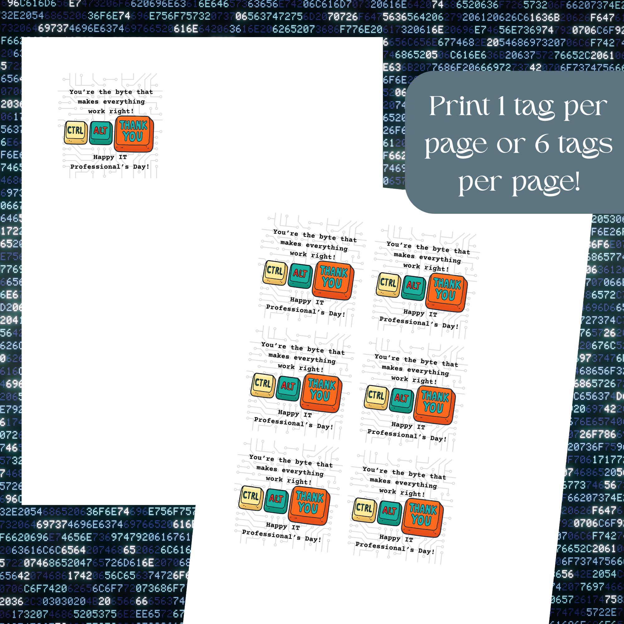 IT Professionals Day Gift Tag, Thank You Tech Expert, Software Engineer ...