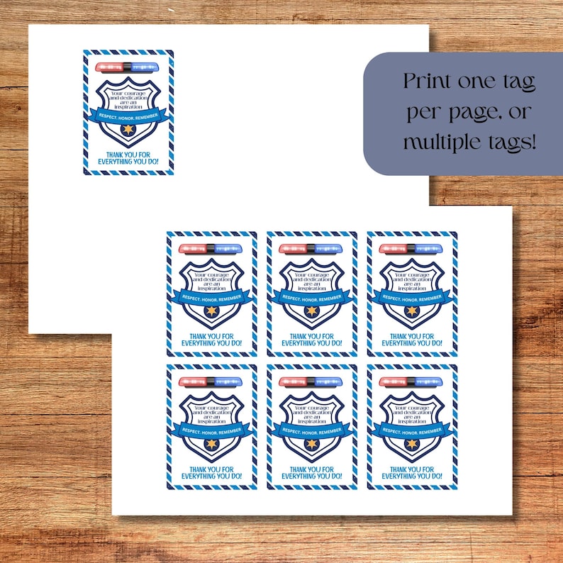 National Police Officer Week Gift Tags, Appreciation Card, Thank You ...