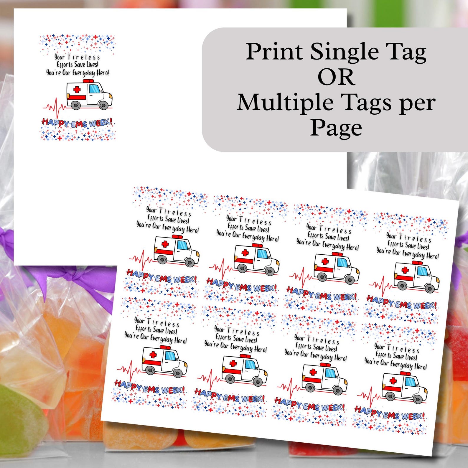 EMS Week Gift Tag, Emergency Medical Services Appreciation Card, First ...