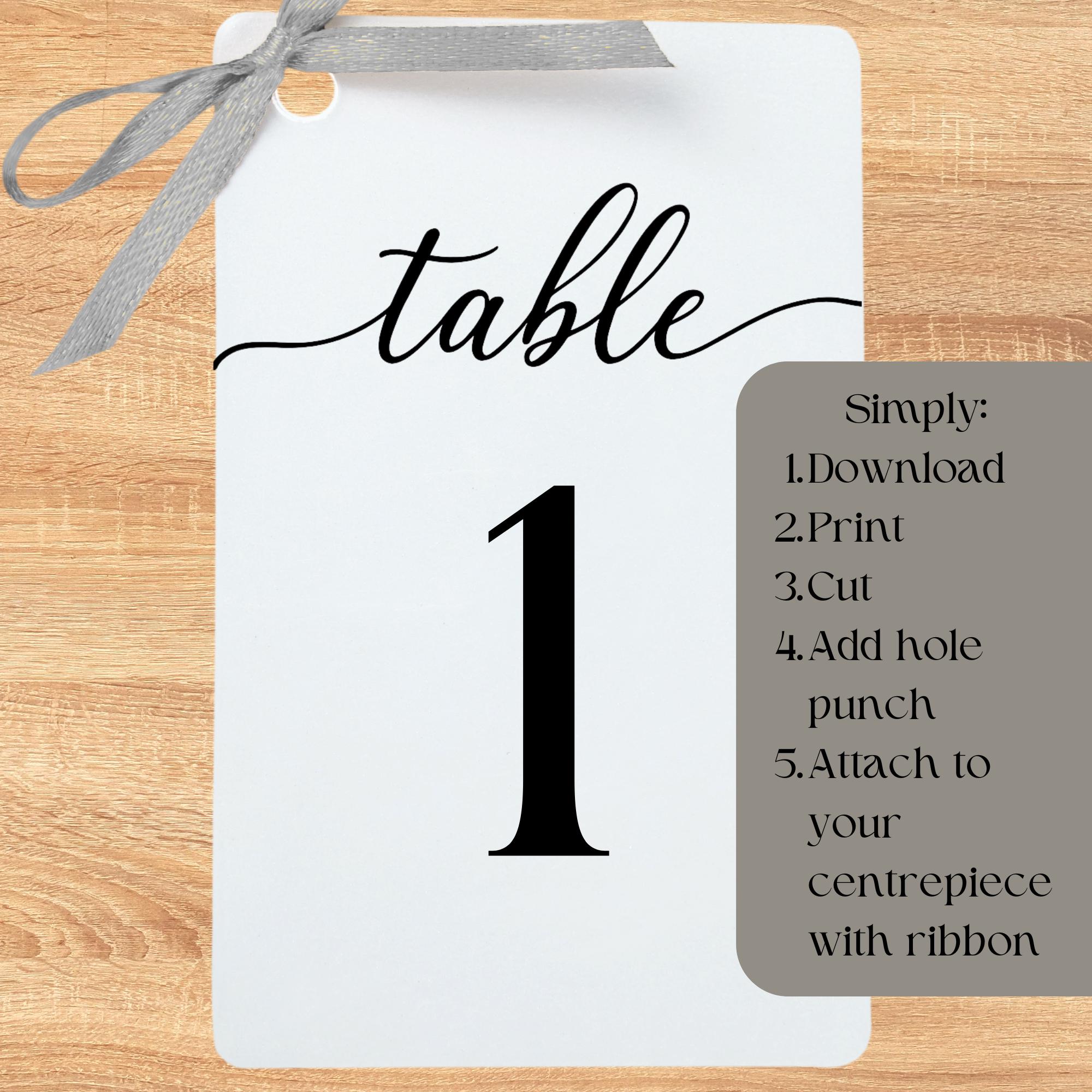 Wedding Table Number Tags, Event Flower Vase Wine Centrepiece Card, Jar ...
