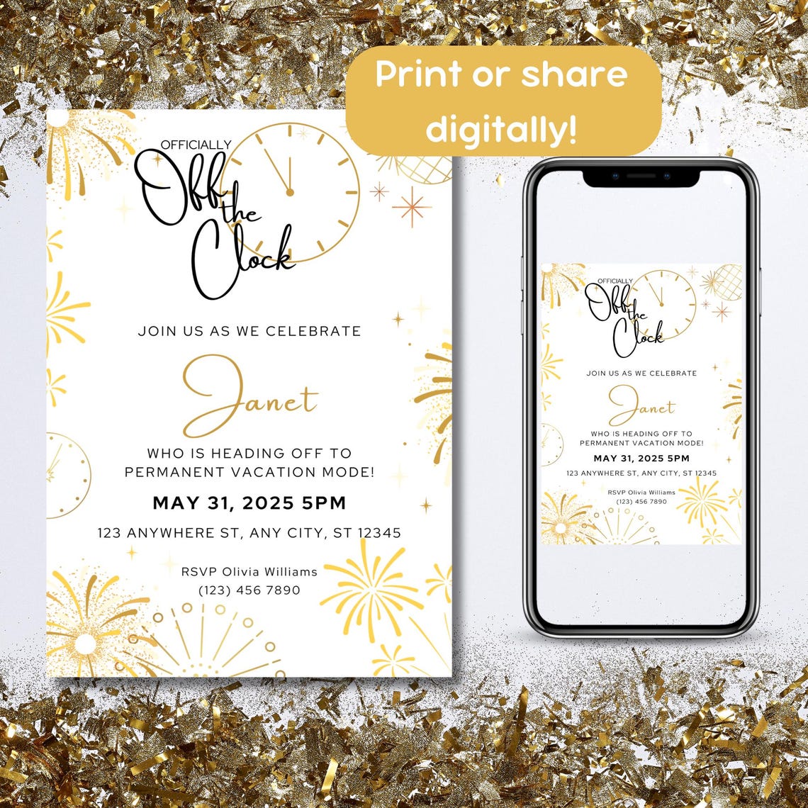 Retirement Party Invitation, Surprise Retirement Invite for Women and ...