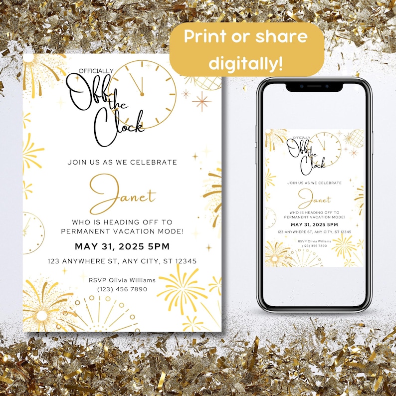 Retirement Party Invitation, Surprise Retirement Invite for Women and ...