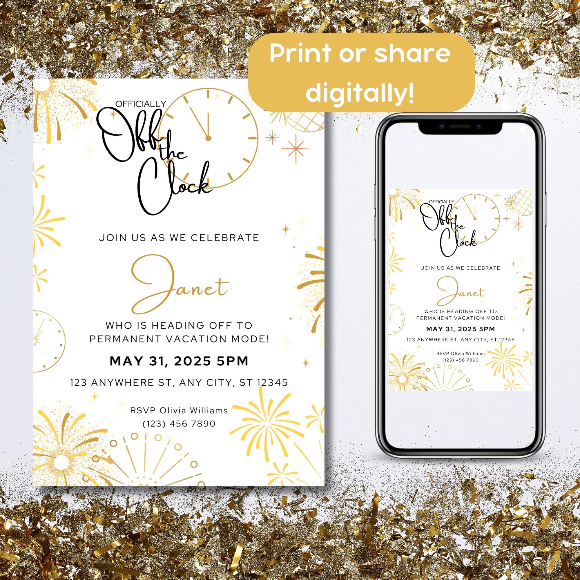 Retirement Party Invitation, Surprise Retirement Invite for Women and ...