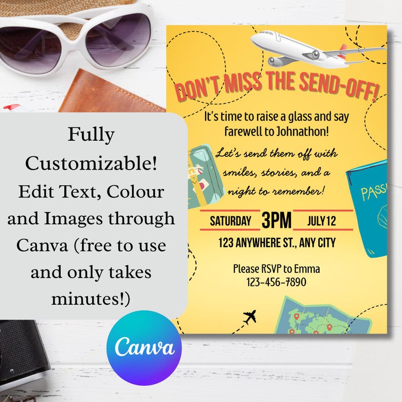 Farewell Party Invitation, Digital and Printable Send off Invite, Going ...