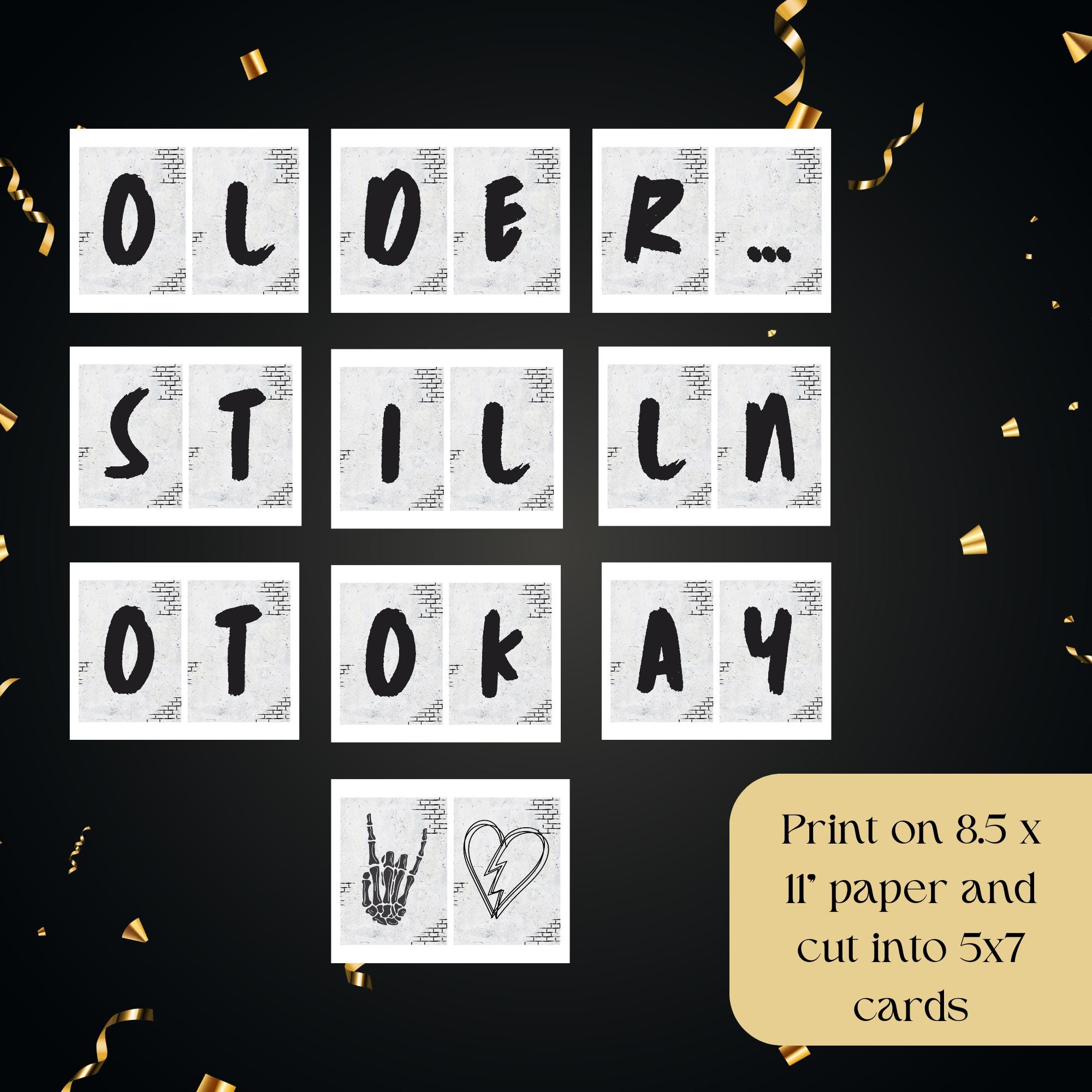 Emo Birthday Party Decor Bundle: Banner, Signs, Favor Tags (digital ...