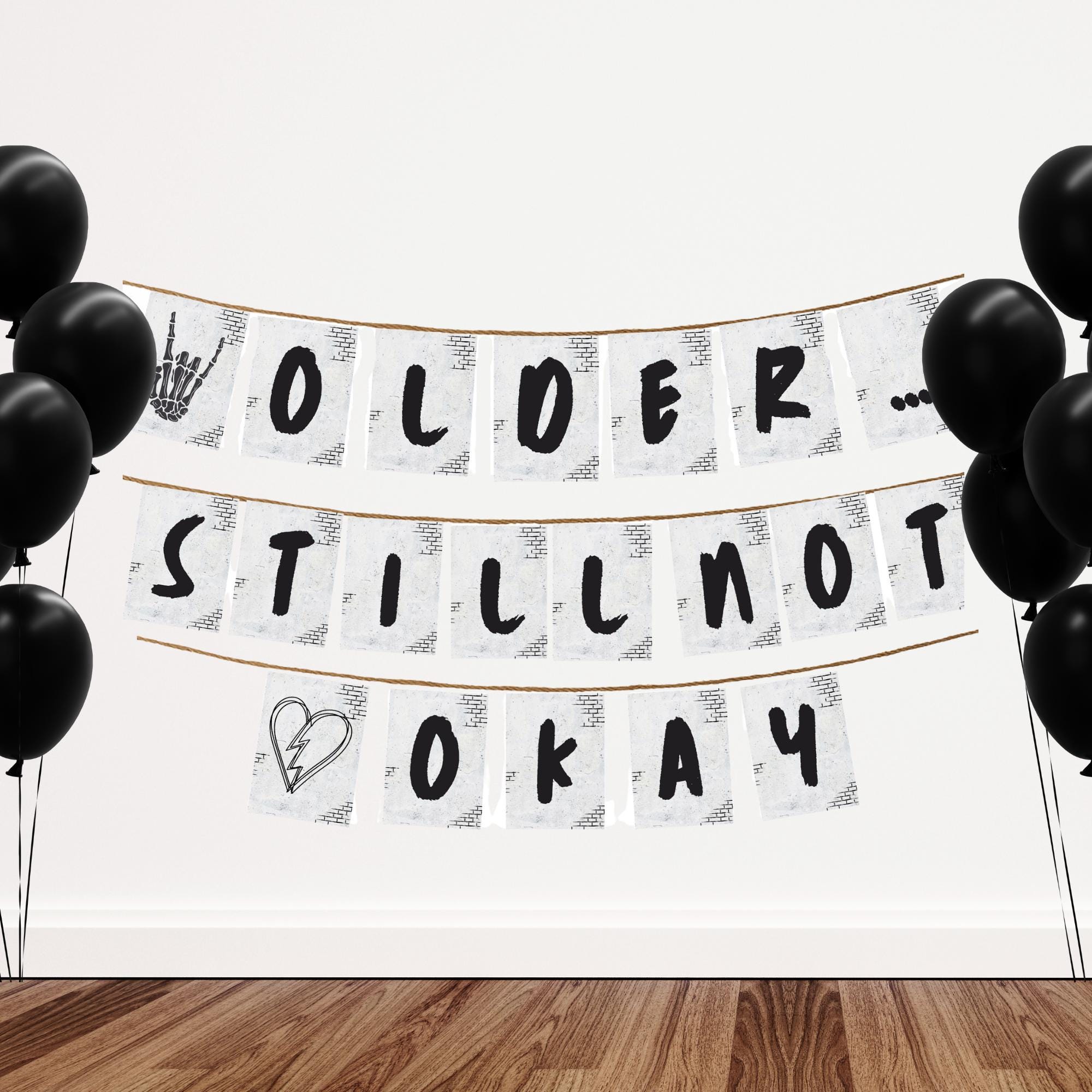 Emo Birthday Party Decor Bundle: Banner, Signs, Favor Tags (digital ...