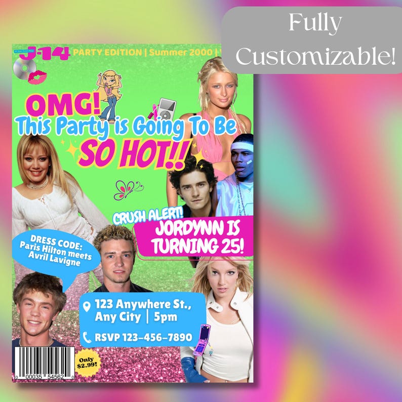 Early 2000s Themed Party Invitation, Editable and Printable Y2K ...