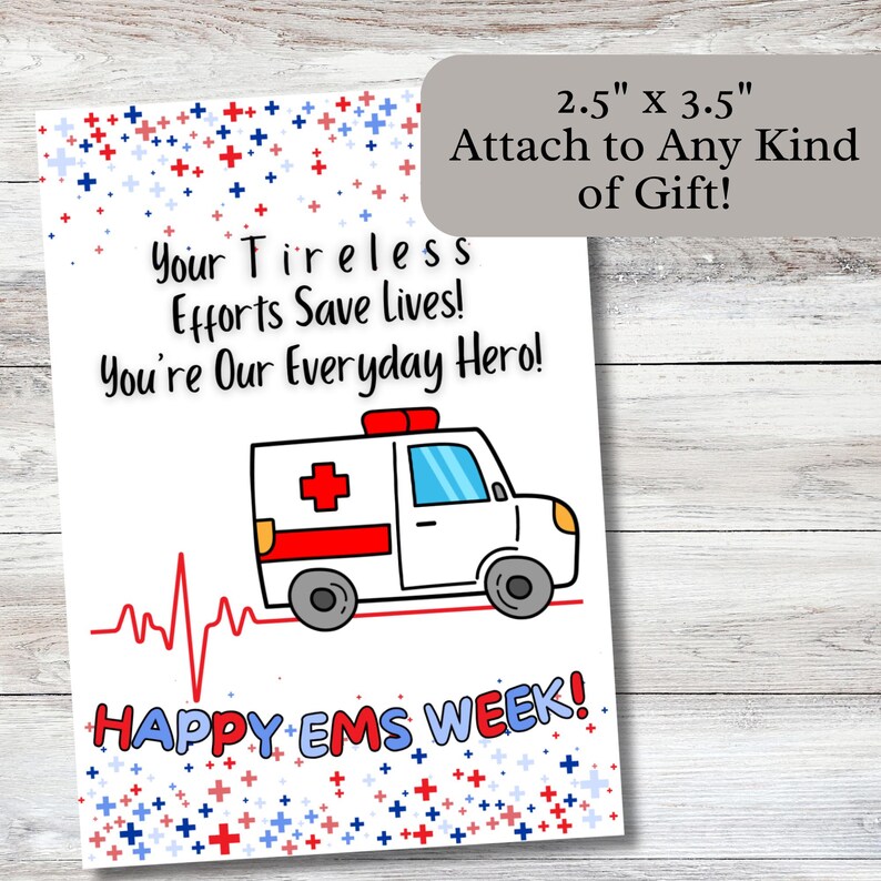 EMS Week Gift Tag, Emergency Medical Services Appreciation Card, First ...