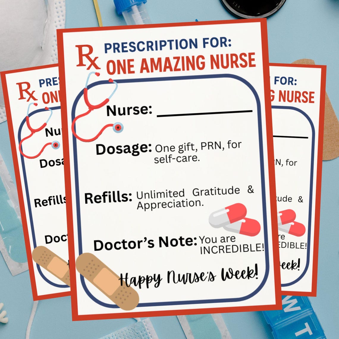 Happy Nurse's Week Gift Tags, RN RPN Prescription Greeting Card, Nurse ...