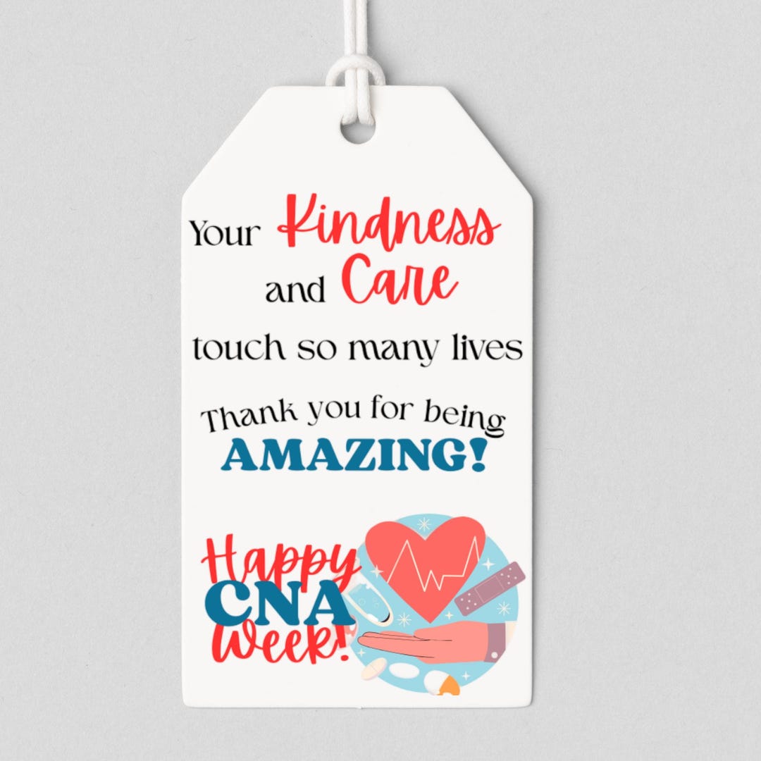 CNA Week Gift Tags, Certified Nursing Assistant Card, Cookie Favor ...