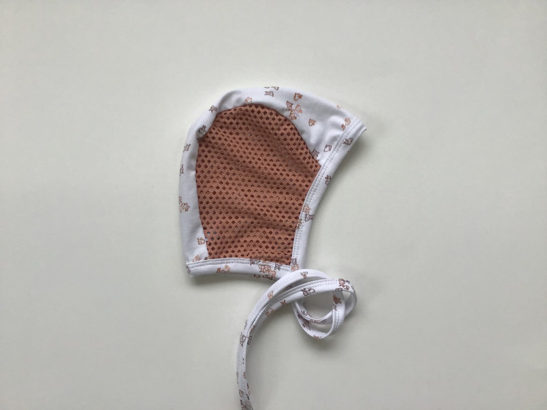 Coral Mesh and White Print, Hearing Aid Hat With Mesh, Cochlear Hearing ...