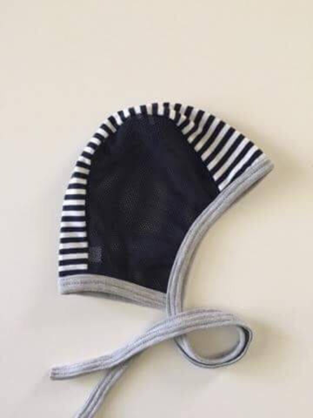 Navy Blue and White Stripe With Navy Mesh Panels Hearing Aid Hat ...