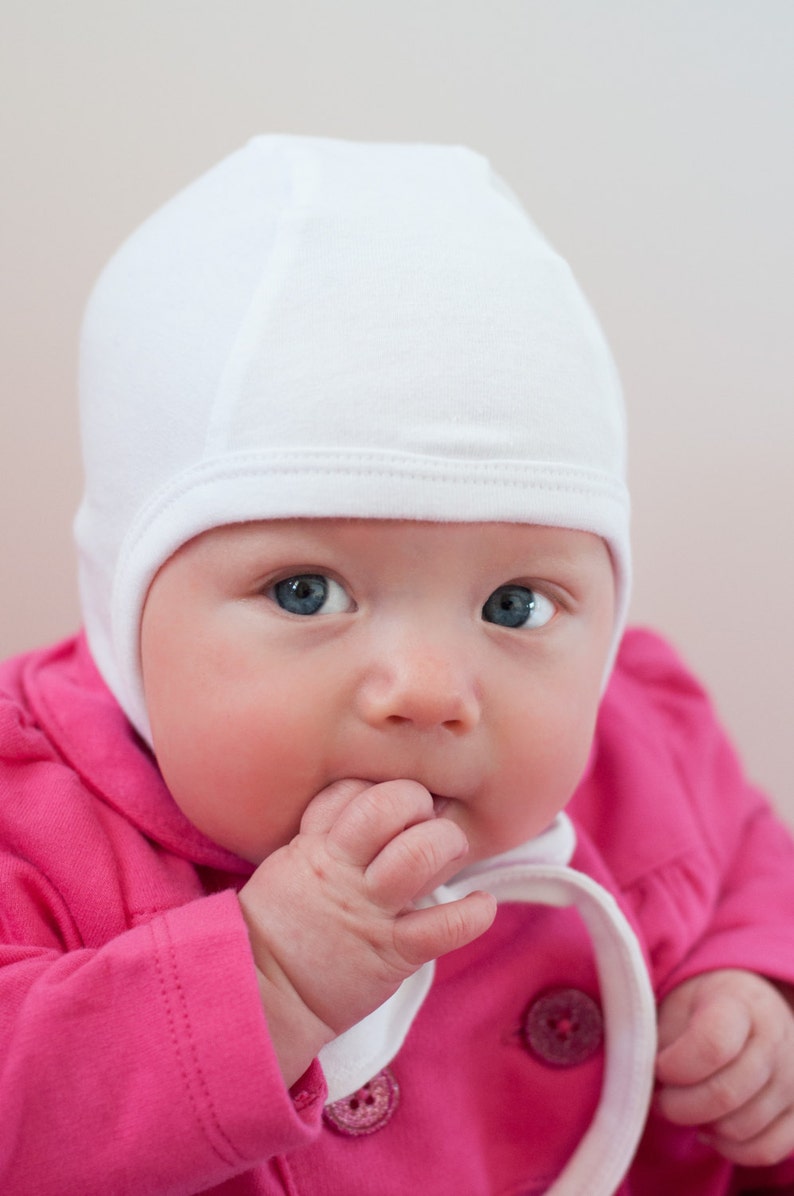 Baby Pilot Cap Solid White Knit Hat Hearing Aid Caphaloween - Etsy Canada